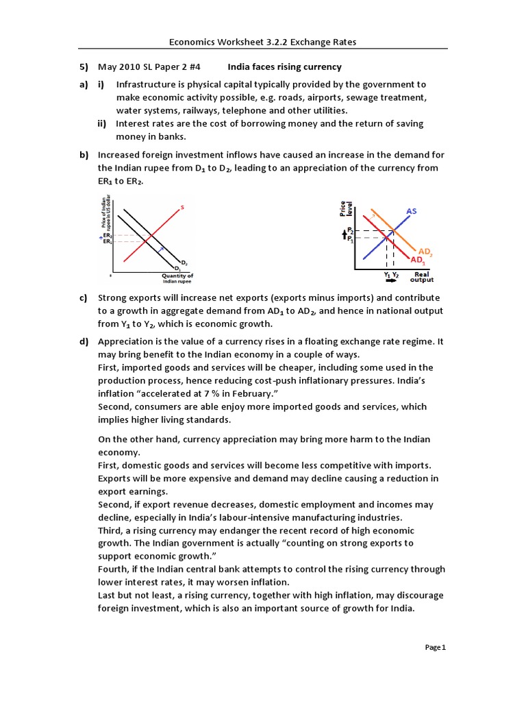 3.2.2 Answer Key To Data Response Questions On Exchange Rates | PDF ...