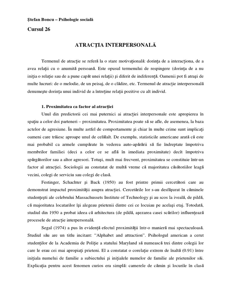 Atractia Interpersonala PDF | PDF