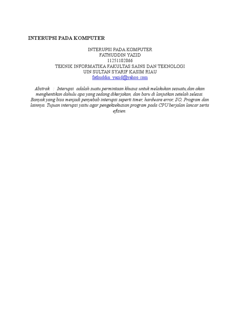 Interupsi Pada Komputer | PDF | Komputer