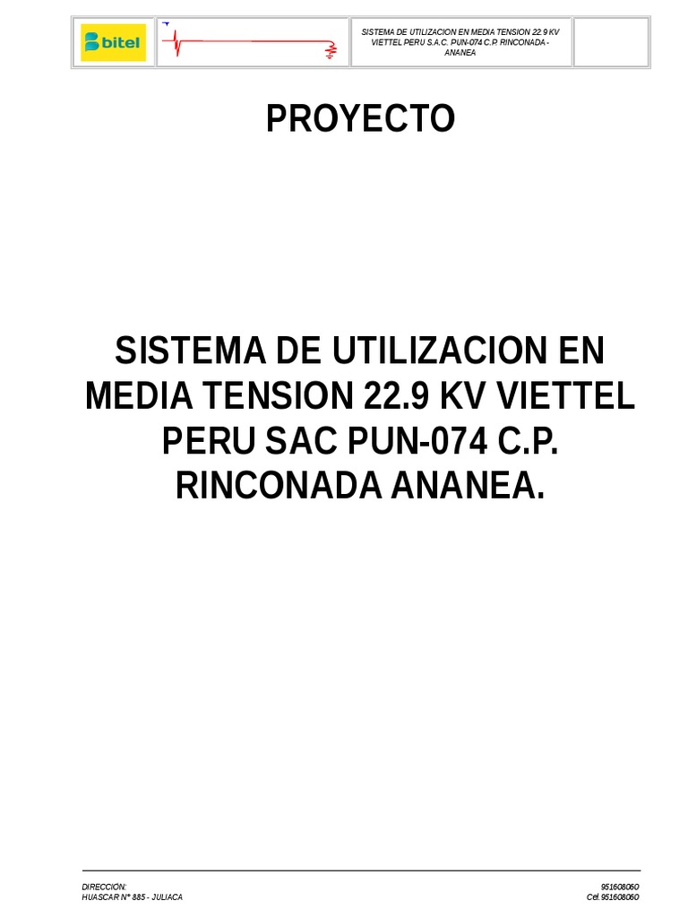 Proyecto Eléctrico Viettel Rinconada | PDF | Transformador | Voltio