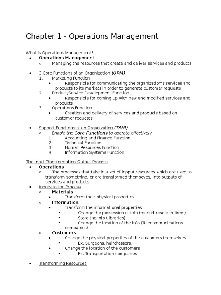 Overview of Operations Management | PDF | Operations Management ...