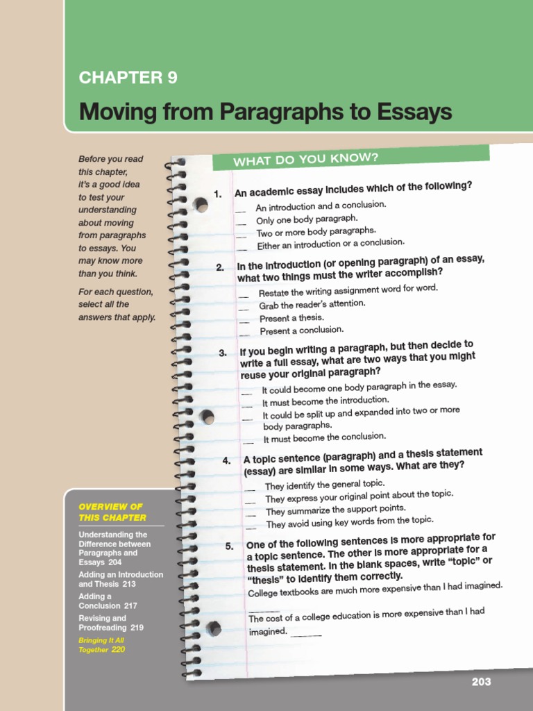 Transitioning from Paragraphs to Essays | PDF | Paragraph | Essays