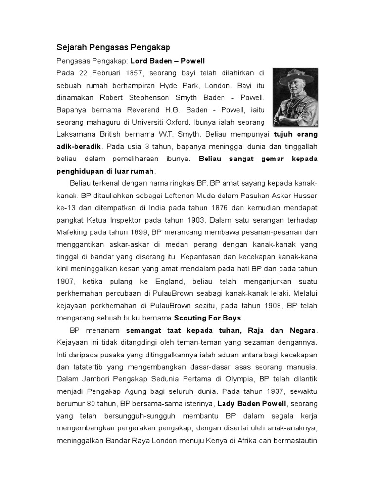 Sejarah Pengasas Pengakap | PDF