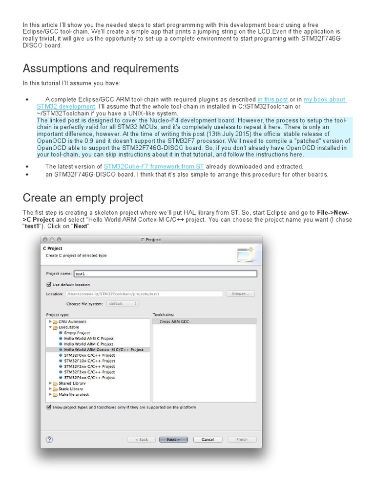 Setting Up A GCC - Eclipse Toolchain For STM32F746 | PDF | Eclipse (Software) | Arm Architecture
