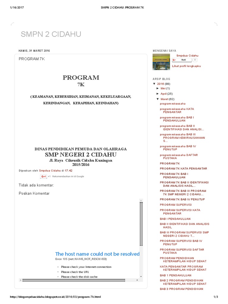 SMPN 2 Cidahu - Program 7k Cover | PDF