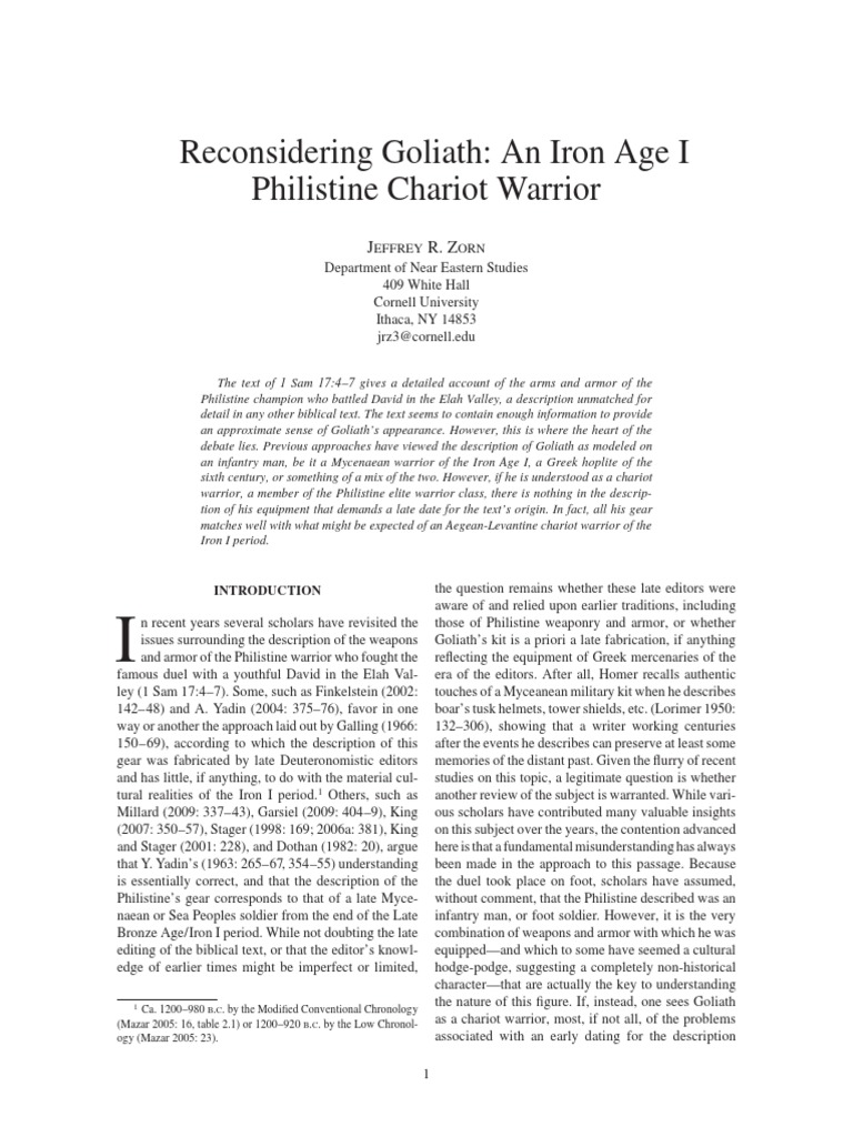 Philistine Chariot Warrior - Reconsidering - Goliath PDF | PDF ...