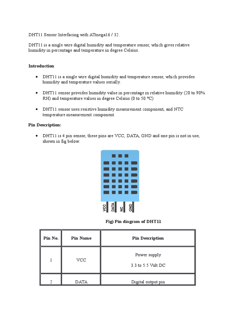 Dht11 Sensor Interfacing With Atmega16 Pdf Sensor Electromagnetism