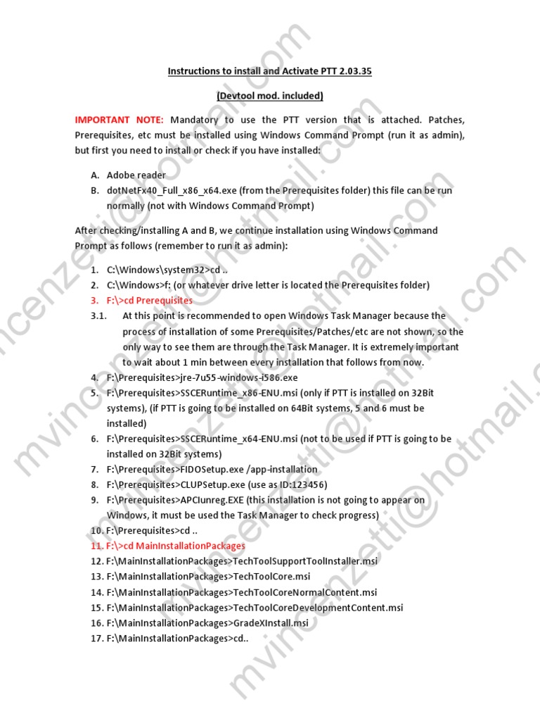 Instructions To Install and Activate PTT 2 03 35 PDF | PDF | Operating ...