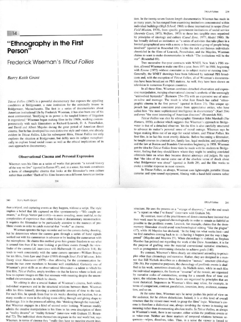 Barry Keith Grant Ethnography | PDF