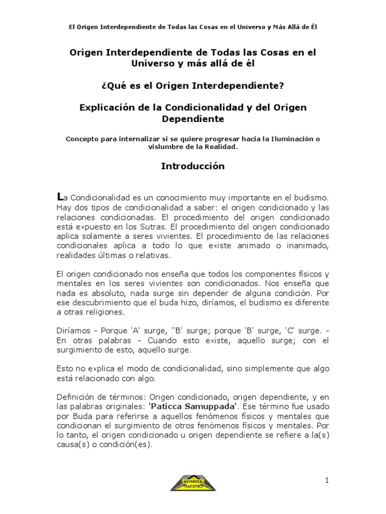 El Origen Interdependiente de Todas Las Cosas | PDF | Karma | Existencia