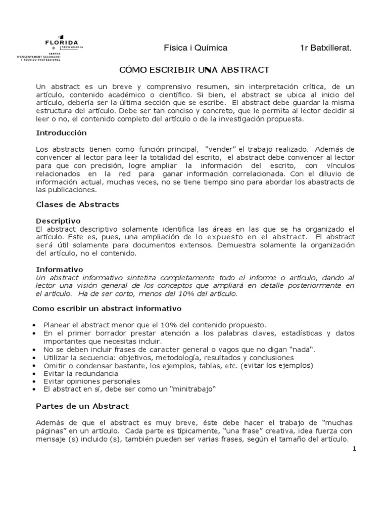 Como Hacer Un Abstract | PDF | Sumario abstracto) | Science