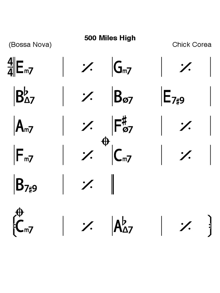 500 Miles High: (Bossa Nova) Chick Corea | PDF
