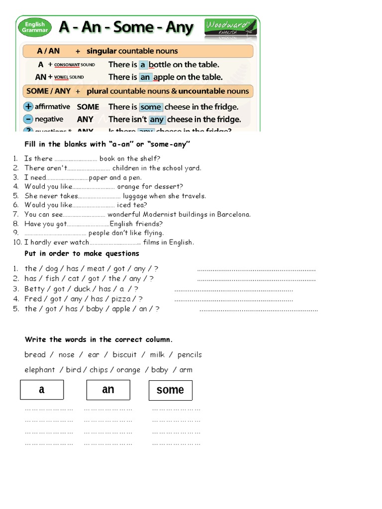 A An Some Any | PDF | Foods | Nature