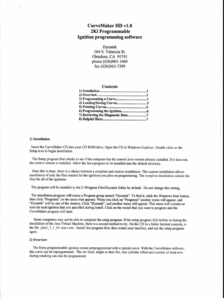 Dynatek CurveMaker HD v1.0 | PDF