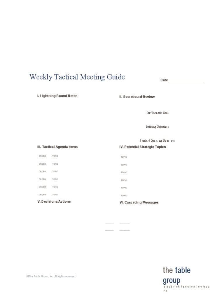 Weekly Tactical Meeting Guide