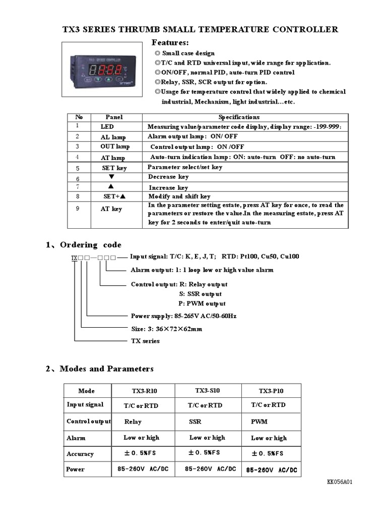TX3 Series Small Temperature Controller | PDF | Parameter (Computer Programming) | Power Supply