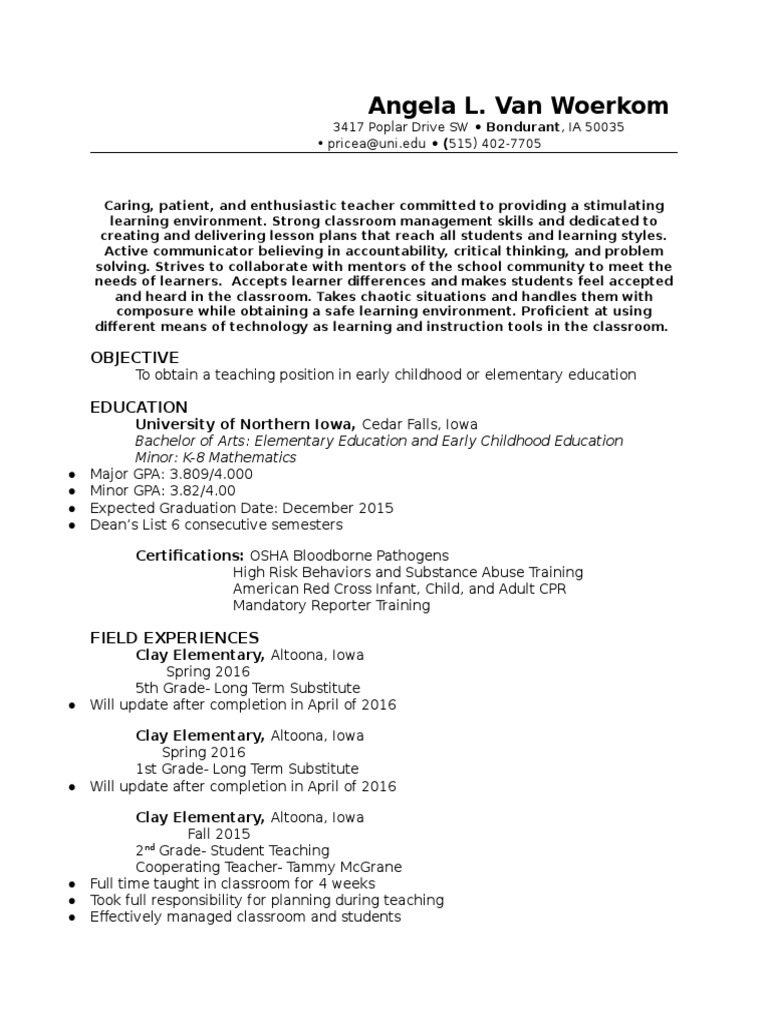 Angie Resume | PDF | Early Childhood Education | Teachers