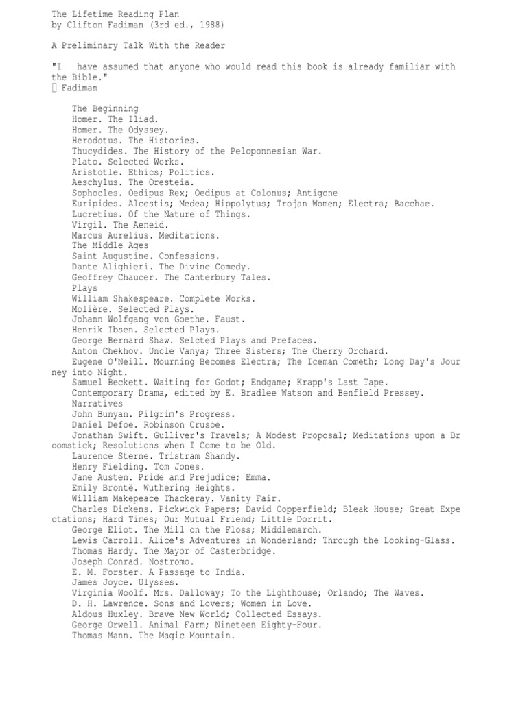 The Lifetime Reading Plan | PDF | Short Stories | Samuel Taylor Coleridge