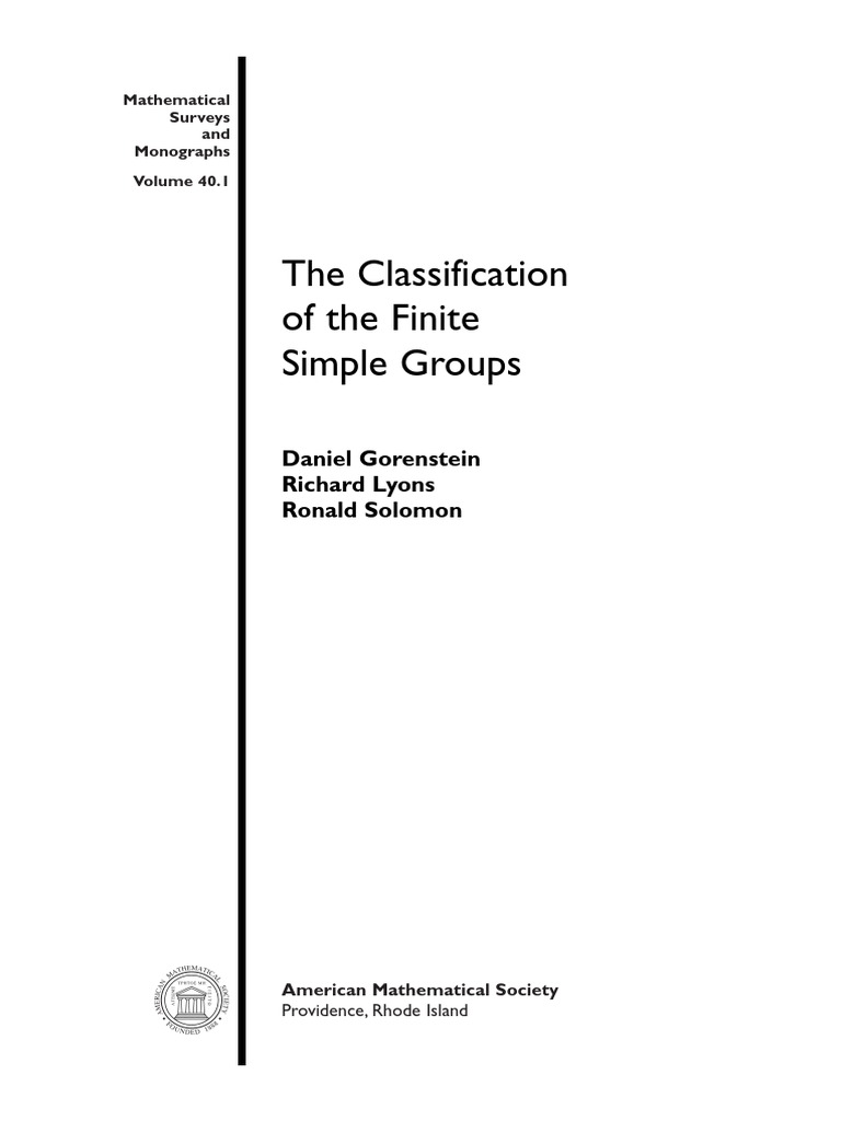 Daniel Gorenstein - The Classification of The Finite Simple Groups PDF | PDF | Group ...