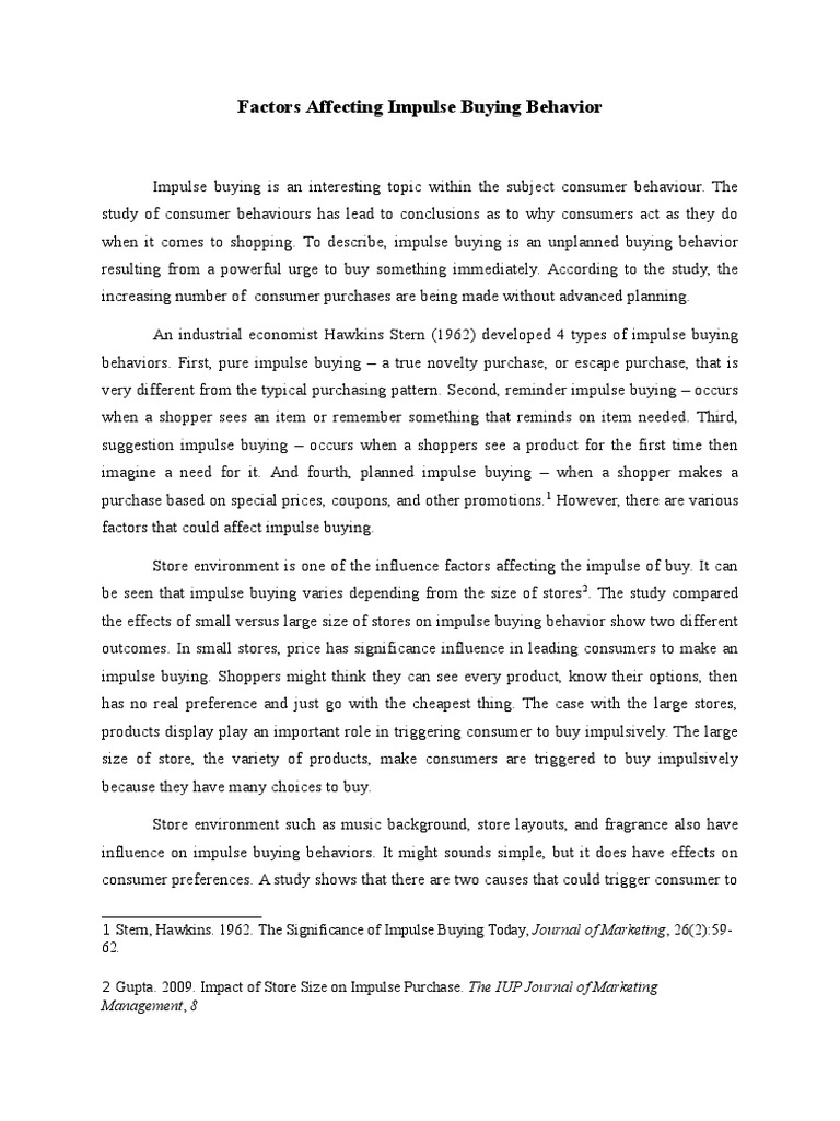 Impulse Buying Behavior | Download Free PDF | Impulsivity | Behavior