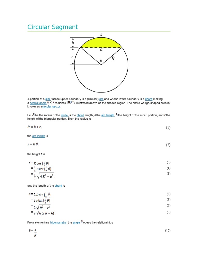Circular Segment Properties | PDF