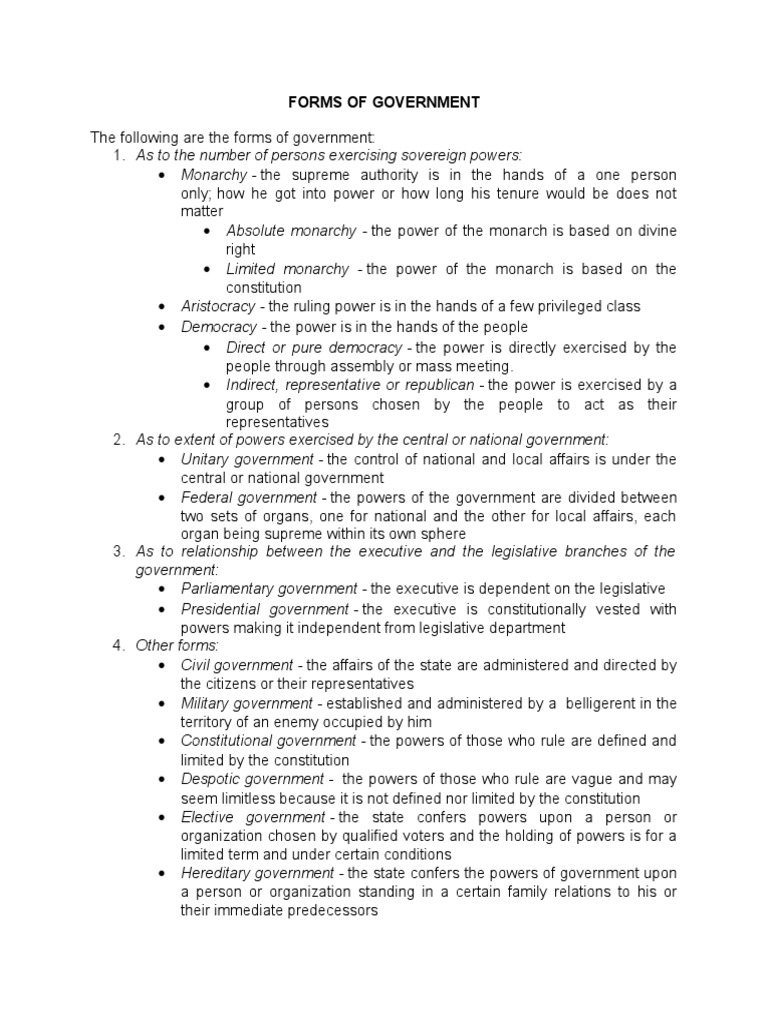 Forms of Government | Forms Of Government | Monarchy | Free 30-day ...