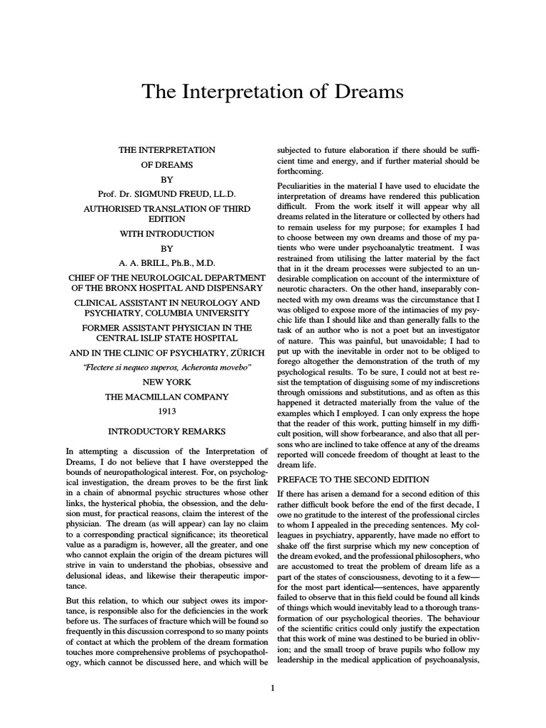 The Interpretation of Dreams | PDF | Sigmund Freud | Psychoanalysis