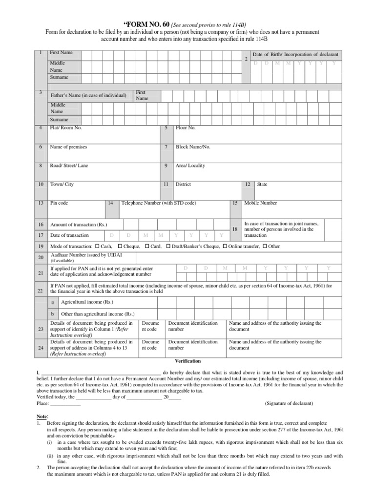 Form 60 | PDF | Personal Identification Number | Cheque