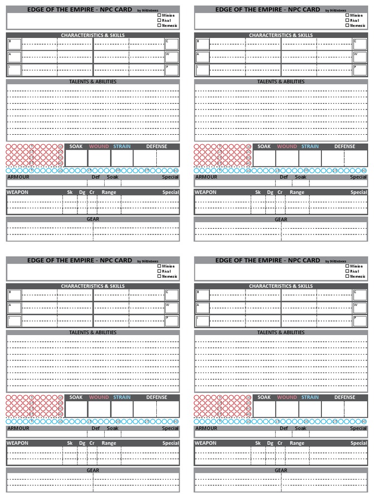 Star Wars - NPC Cards - A4 PDF | PDF | Leisure | Sports