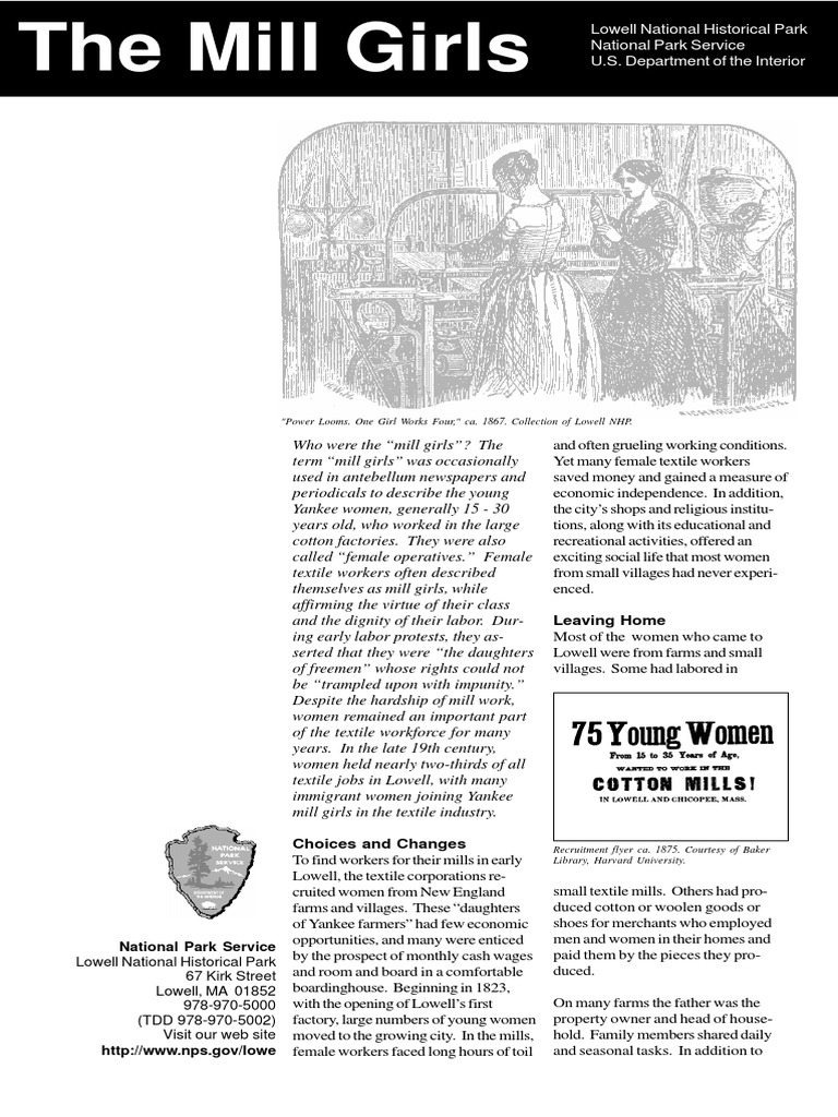 The Mill Girls: Lowell National Historical Park National Park Service U ...