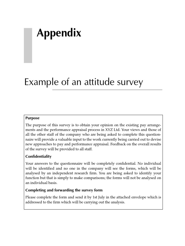 XYZ Ltd Employee Attitude Survey: Pay Arrangements and Performance ...