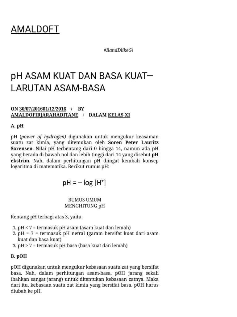 PH Asam Kuat Dan Basa Kuat | PDF