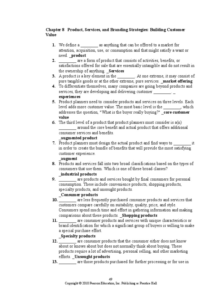 Chapter 8 Testbank | PDF | Final Good | Brand