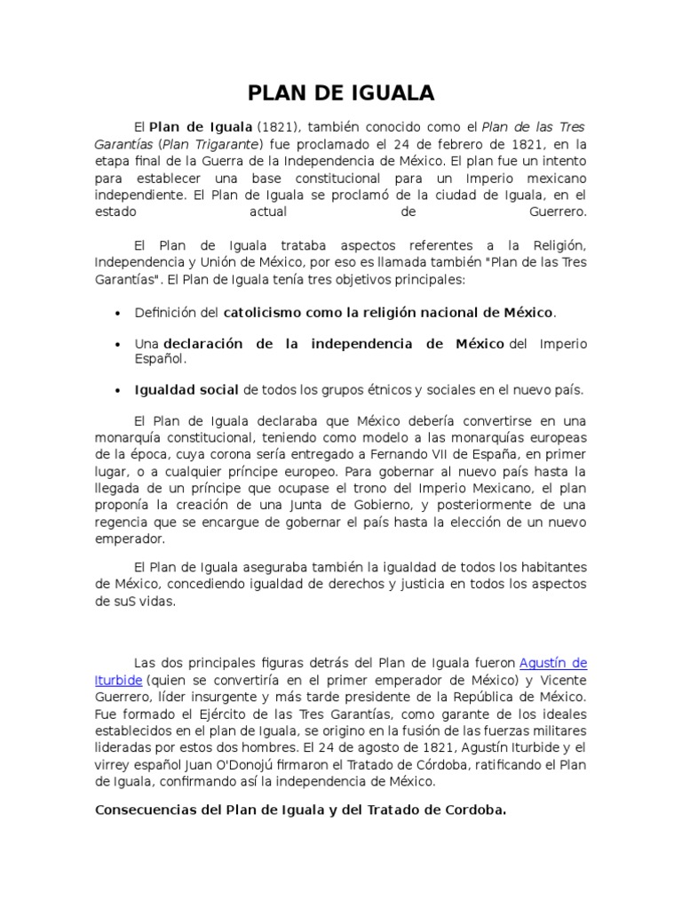 Plan de Iguala | PDF | Tratado | Gobierno
