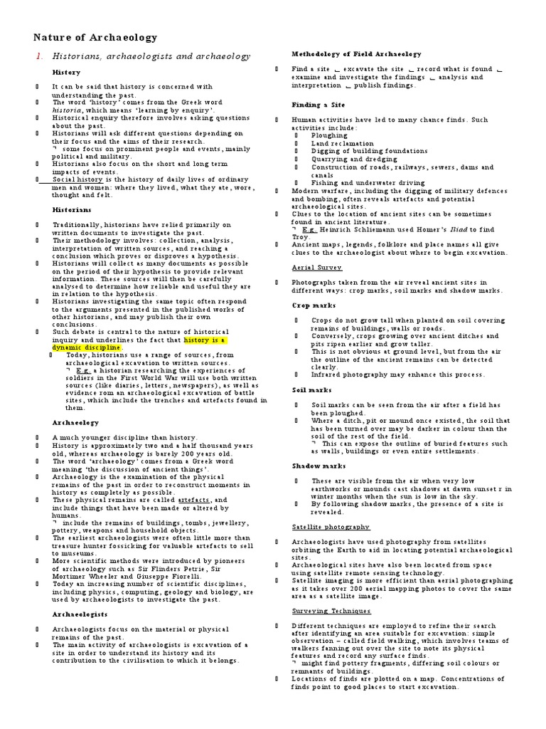 Nature of Archaeology Notes | PDF | Archaeology | Radiocarbon Dating