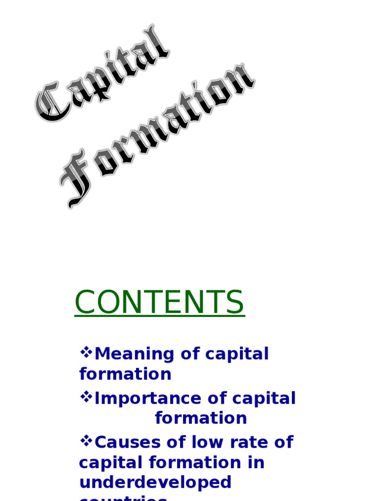 Capital Formation | PDF | Capital Formation | Capital (Economics)