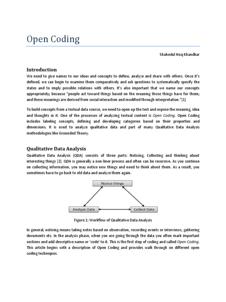 Open Coding PDF | PDF | Qualitative Research | Data