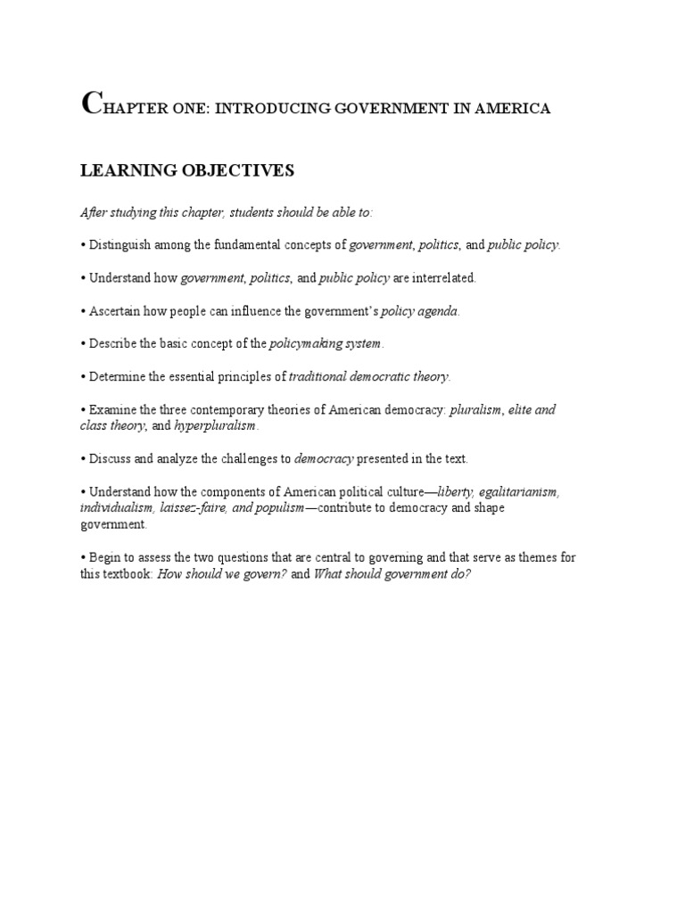 Chapter 1 Introducinggovernmentinamerica | PDF