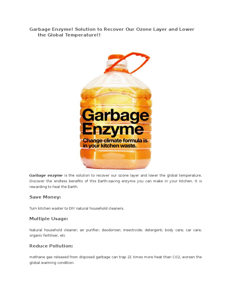 Garbage Enzyme | PDF | Carbon Dioxide | Waste