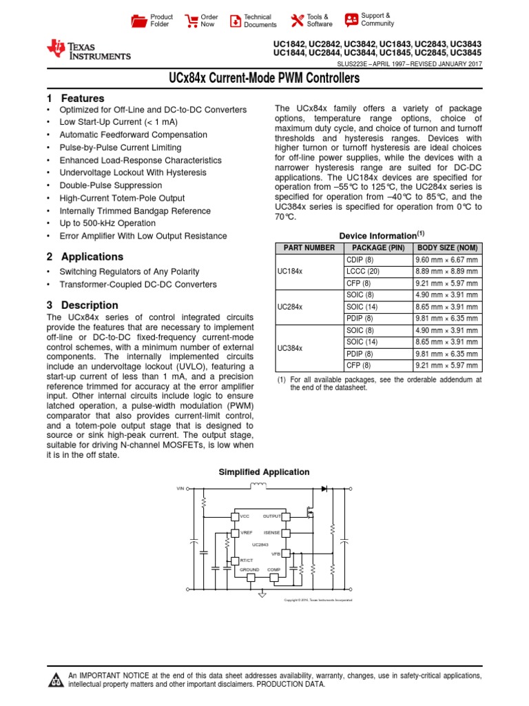 Uc 3843 Data Sheet | PDF | Amplifier | Electrostatic Discharge