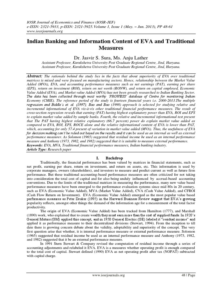 Research Paper - EVA Indian Banking Sector | PDF | Correlation And ...