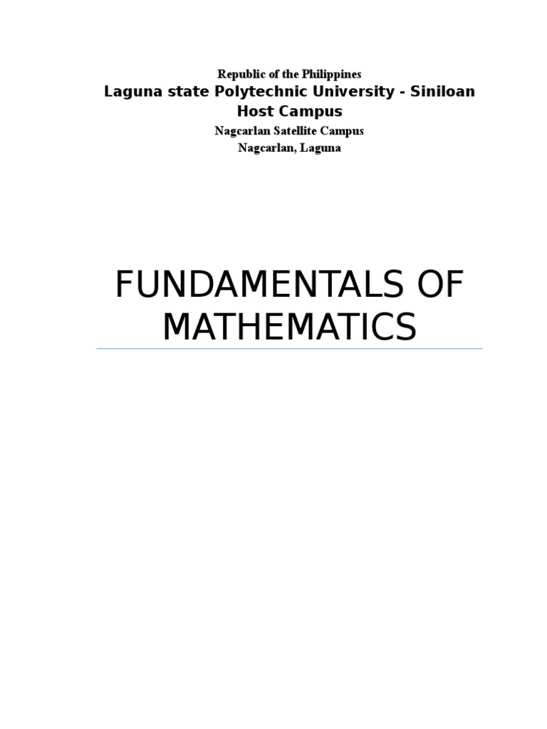Module For College "Fundamentals of Mathematics" | PDF | Set ...