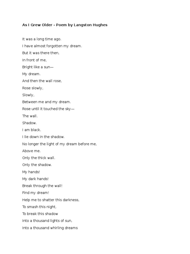 As I Grew Older - Poem by Langston Hughes | PDF