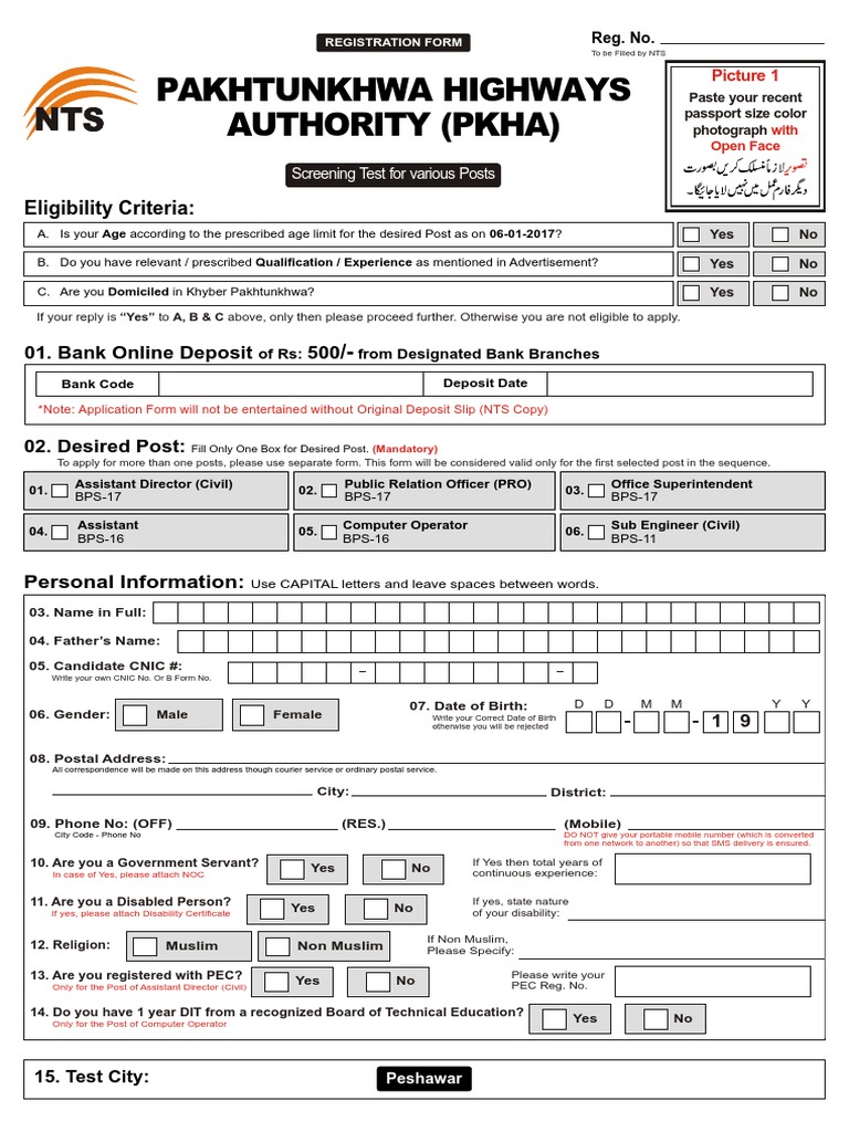 Pakhtunkhwa Highways Authority (Pkha) : Eligibility Criteria | PDF ...
