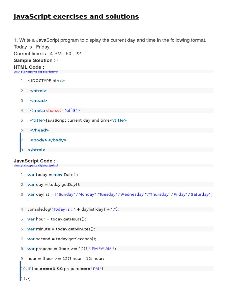 Js Exercises Pdf Java Script Html 0495