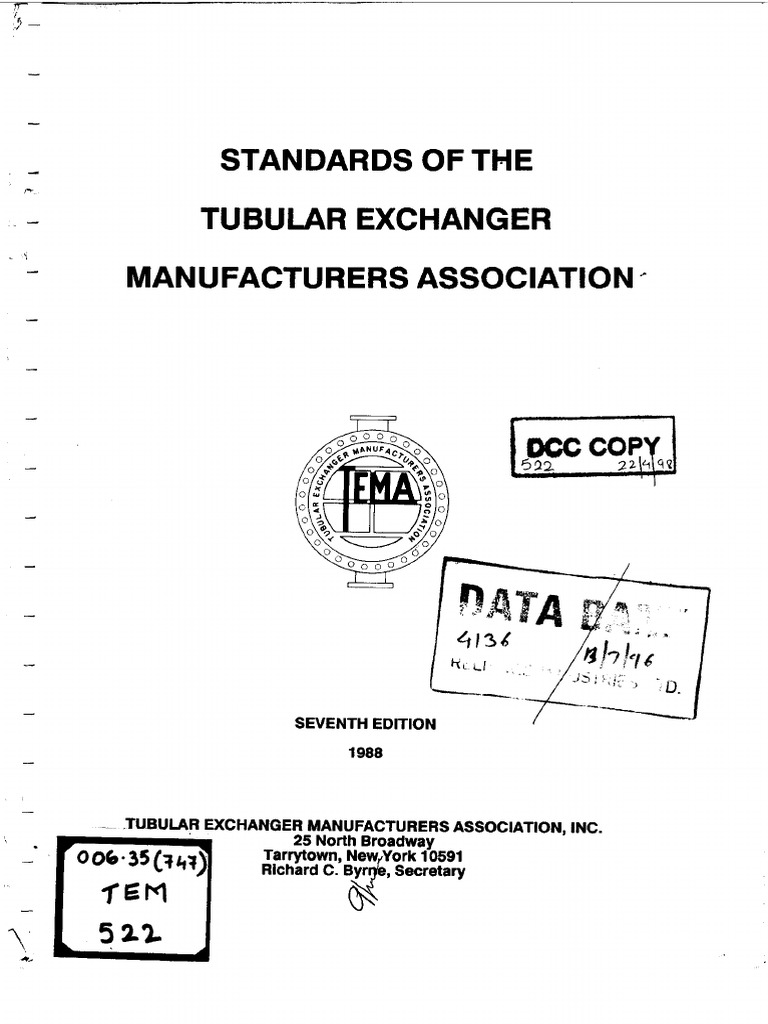 TEMA Standards Ed 7 1988 | PDF