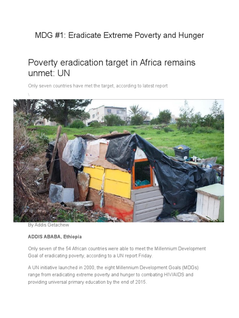 Poverty Eradication Target in Africa Remains Unmet: UN: MDG #1 ...