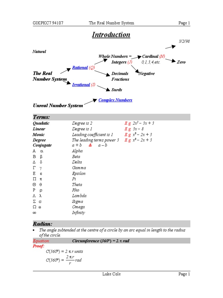 The Real Number System | PDF | Fraction (Mathematics) | Numbers