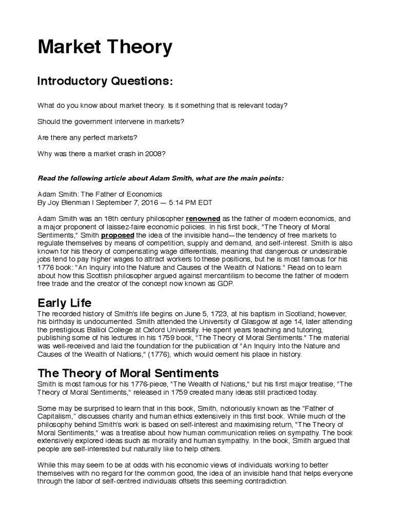 Free Markets and Adam Smith | PDF | Adam Smith | Free Market