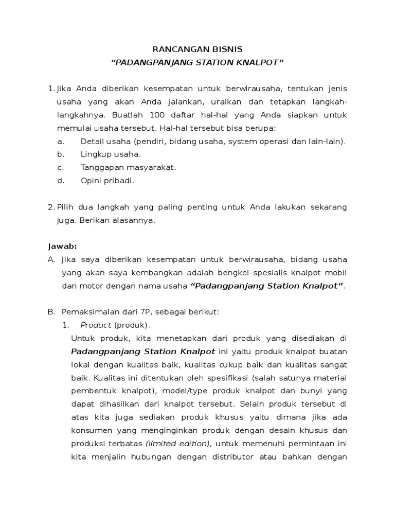 TUGAS 2 Rancangan Bisnis | PDF